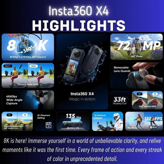 Jual Insta360 X4 8K Action Cam Diving Bundle Ori - Insta 360 X4 Action Camera - Garansi Resmi ...