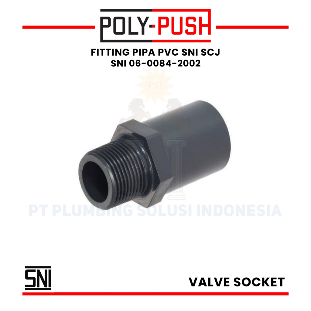 Jual Poly Push Valve Socket PVC SNI SDL 2 Inch / 63 mm Sok Drat Luar ...