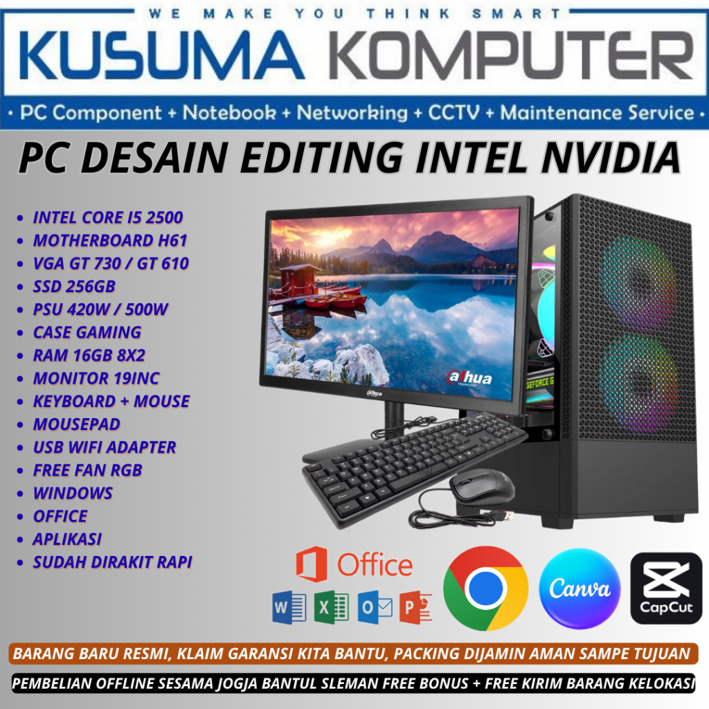 Jual PC Fullset Desain Editing Gaming standar intel Core i5 2500 VGA GT ...