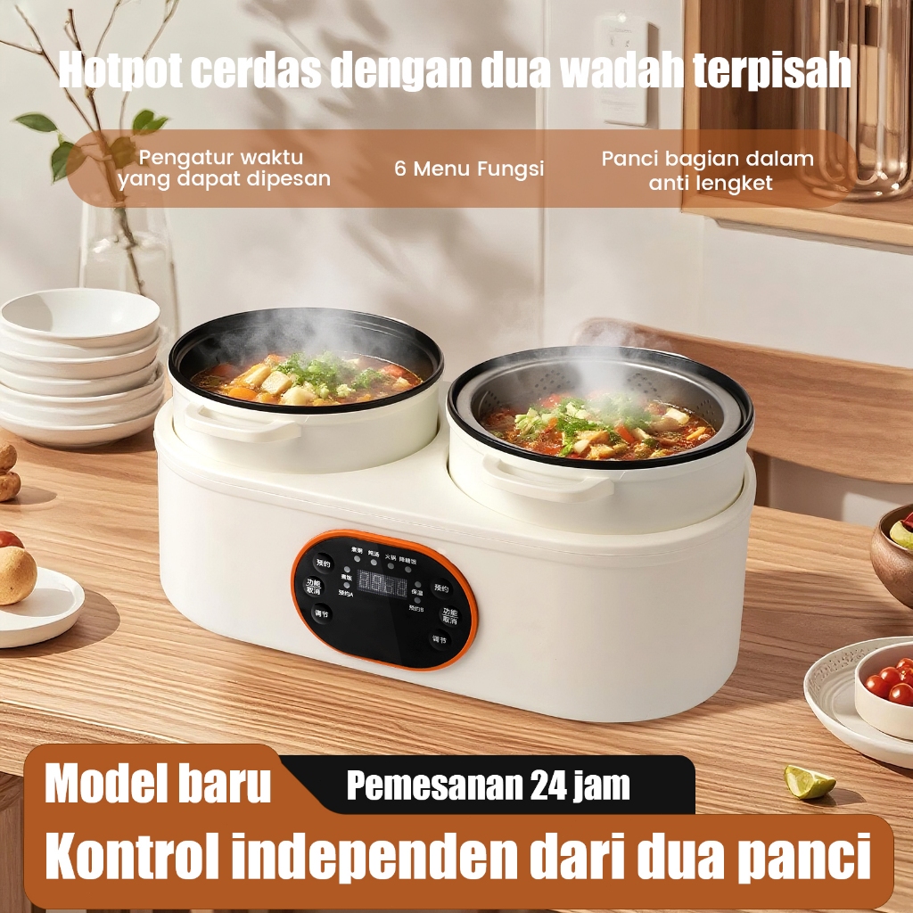 Jual COD Panci Listrik Double Pot Serbaguna 4L , 6IN1/ Panci Rice ...