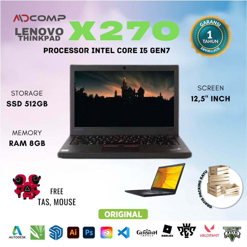 Jual Laptop Lenovo Thinkpad X270 / X260 / X250 / X240 X230 X220 Core i7 Gen7 Ram16gb / SSD 512gb ...