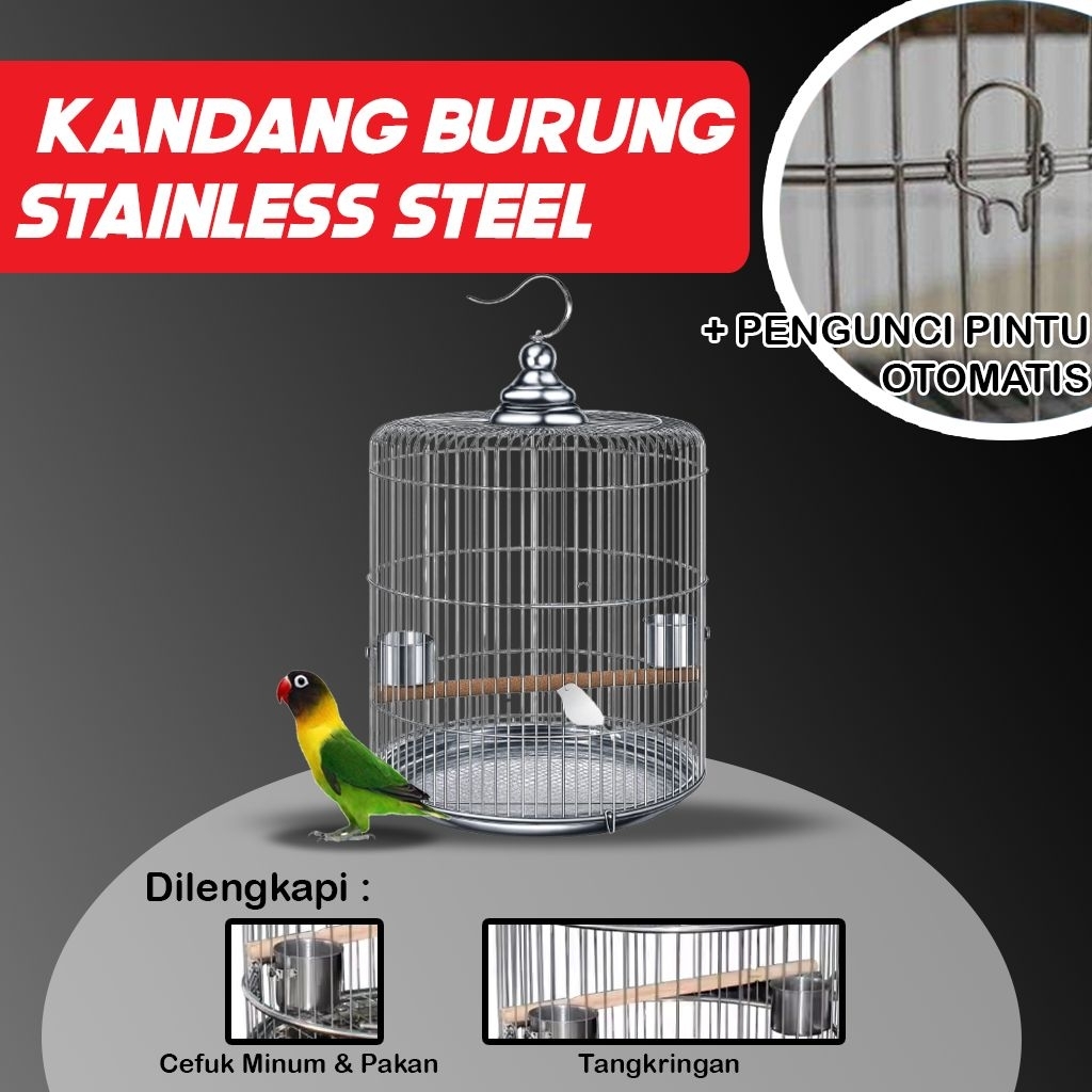 Jual Kandang Burung / Sangkar Burung UKURAN 39 Full Stainless Steel ...