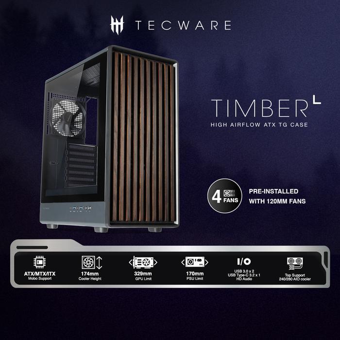 Jual Casing PC Komputer Tecware Timber L TG Front Panel Kayu Wood | Mid ...
