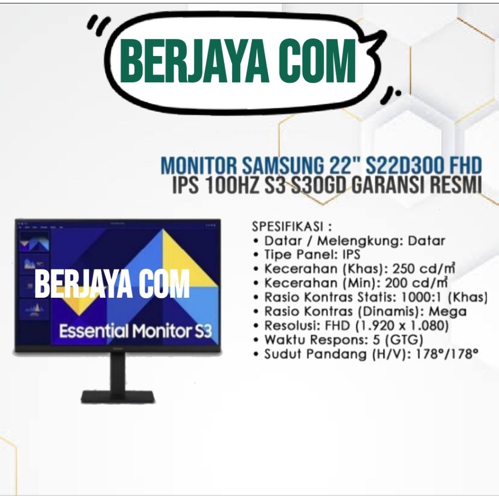 Jual Monitor Led Samsung S22D300GAE 22" Inch Ips Fhd 100hz - Monitor ...