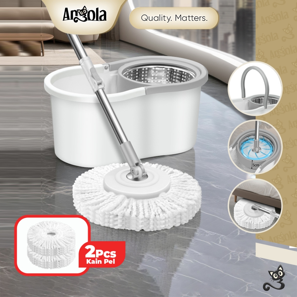 Jual ANGOLA Alat Pel Lantai Praktis D07 Spin Mop 2IN1 Otomatis / Alat ...