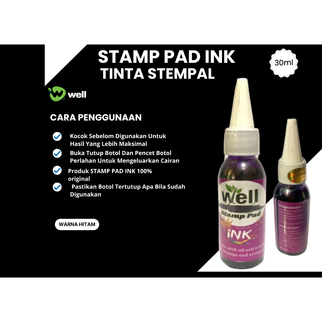Jual Stamp Pad Ink Well Tinta Stempel Well 30ML Media Kertas Warna ...