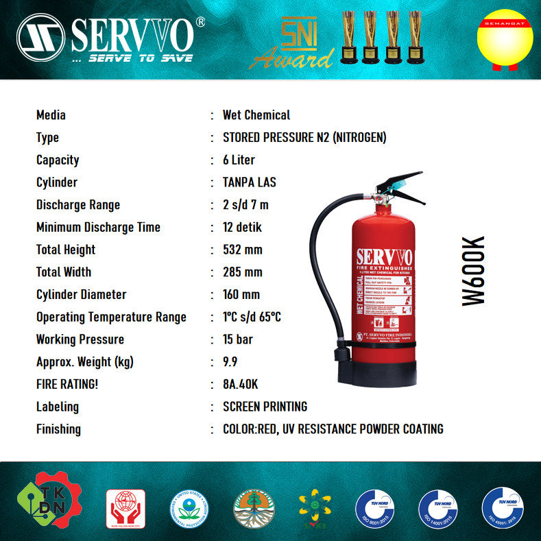 Jual Alat Pemadam Api - APAR Fire Extinguisher SERVVO Wet Chemical W ...