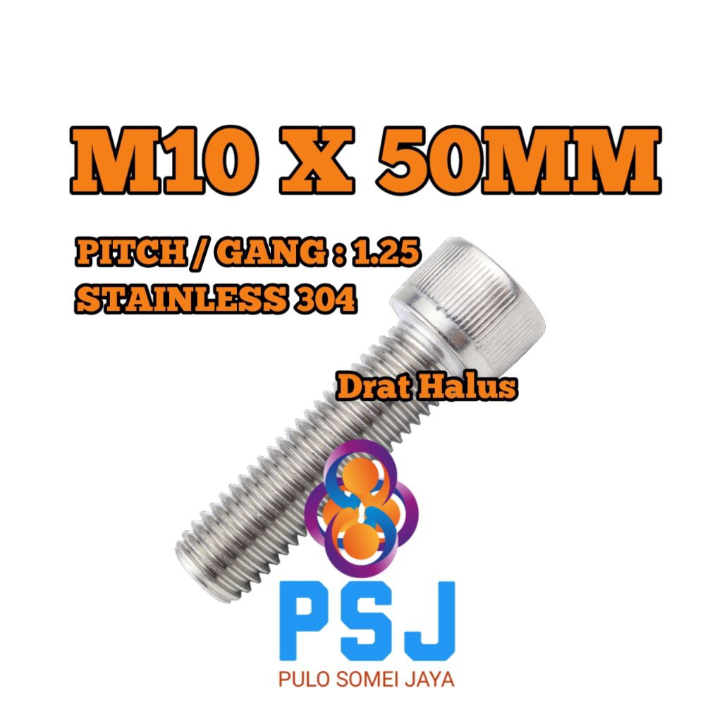 Jual Baut L Drat Halus M10 x 50 Stainless 304 / Hex Socket Head Cap ...