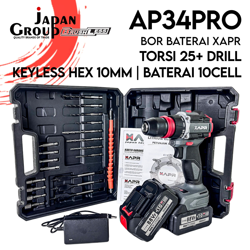 Jual BOR BATERAI APR AP34PRO SCREW BAJA RINGAN BESI KAYU BOR KEYLESS ...