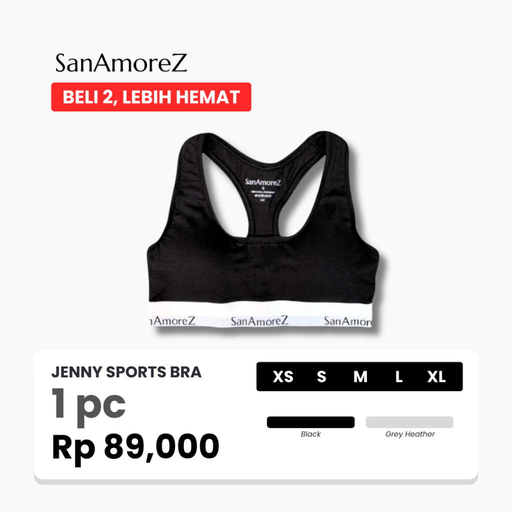 Jual Bra Olahraga Wanita Katun Busa Tipis Size XS-XL SanAmoreZ Jenny ...