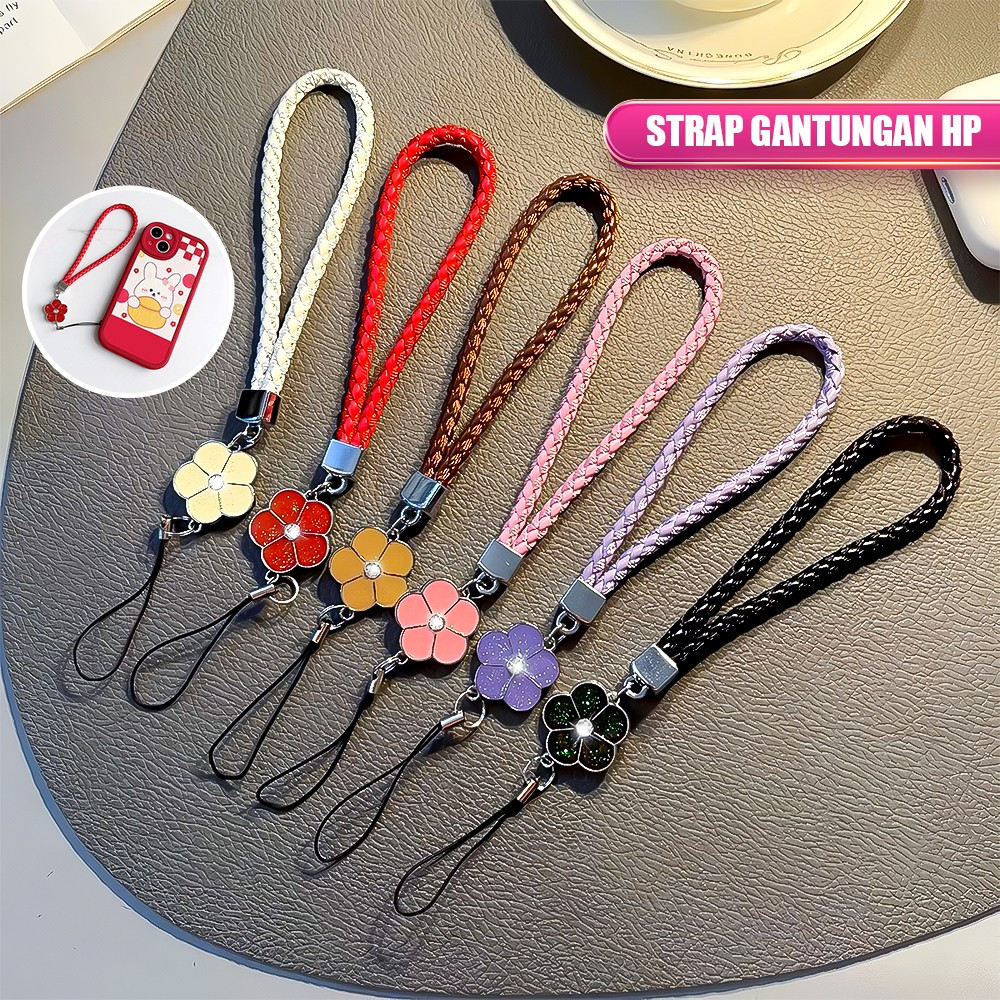 Jual EC Gantungan Hp Tali Anyaman Motif Bunga Sparkling Flower Phone ...