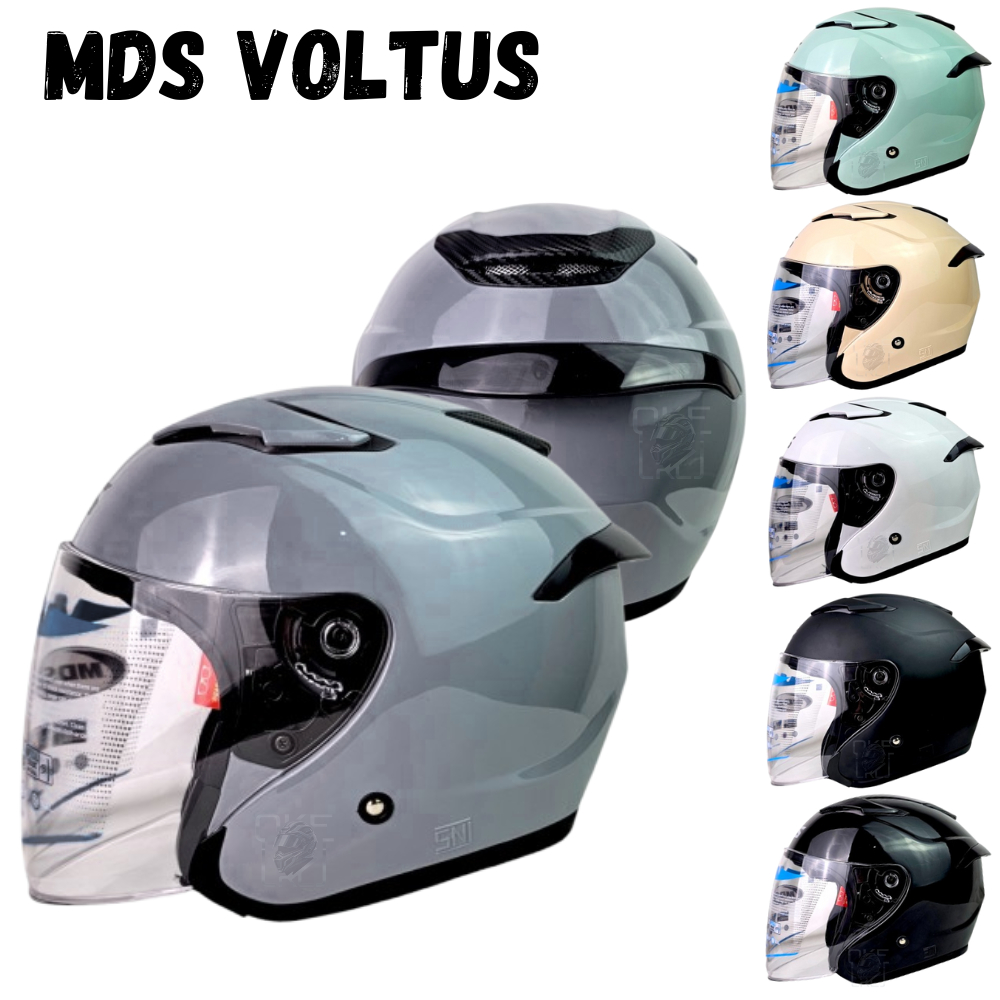 Jual Helm Mds Voltus Solid Grey Glossy | Helm Half Face Single Visor ...
