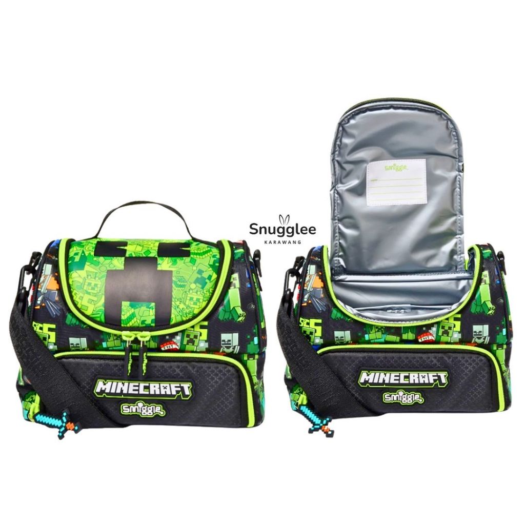 Jual Smiggle Minecraft Double Pocket Lunchbox With Strap | Shopee Indonesia