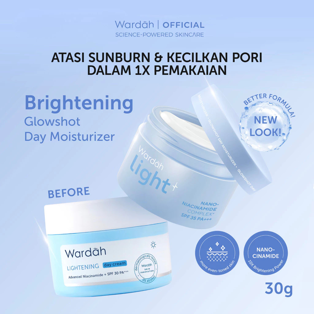 Jual MFI - WARDAH Lightening Glowshot Day Moisturizer | Light+ Cream Niacinamide Brightening ...