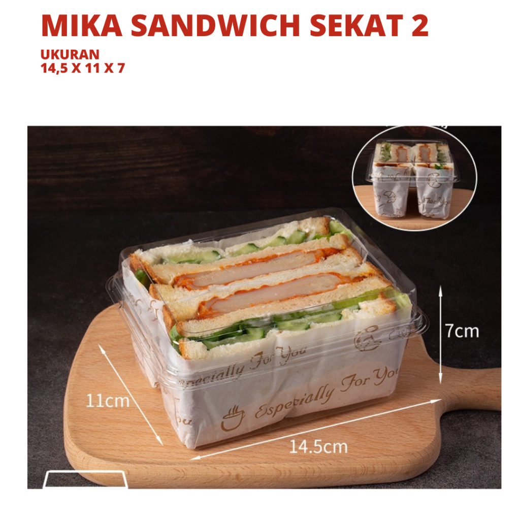 Jual Mika Box Sandwich Kotak Mika Sekat 2/ Box Kemasan Toast Sandwich ...