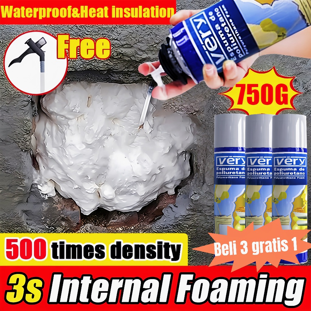 Jual PU Foam Spray Polyurethane 750ml Busa Poliuretan Lem Sealant ...