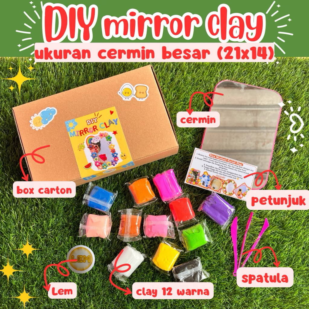Jual DIY Clay Mirror Kit Pop Art Activity Date Hias Cermin Kaca Lucu ...