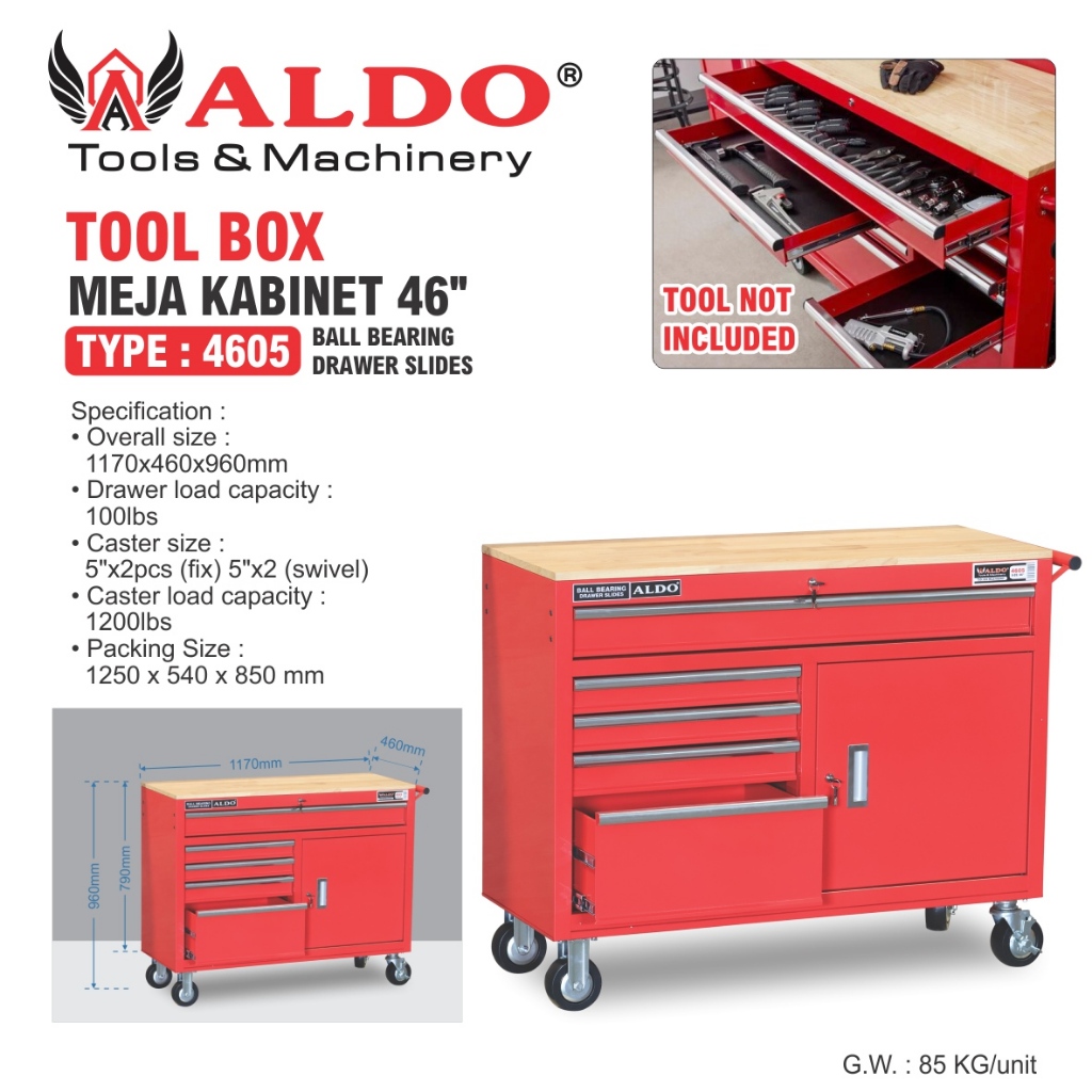 Jual TOOL BOX MEJA KABINET 46" 4605 / BALLBEARING DRAWER SLIDES ...