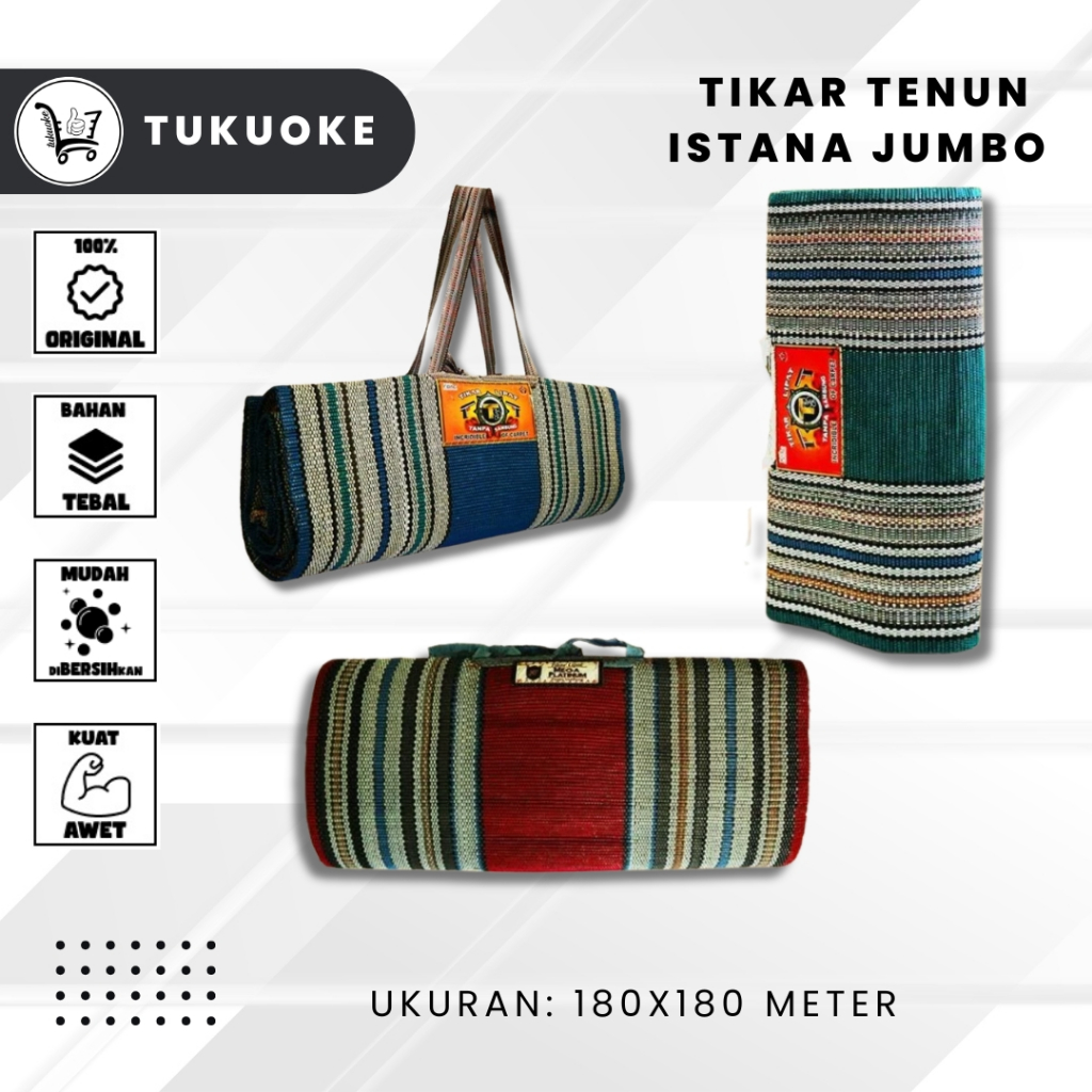 Jual TIKAR TENUN ISTANA JUMBO 180X180CM TANPA SAMBUNGAN MATRAS LIPAT ...