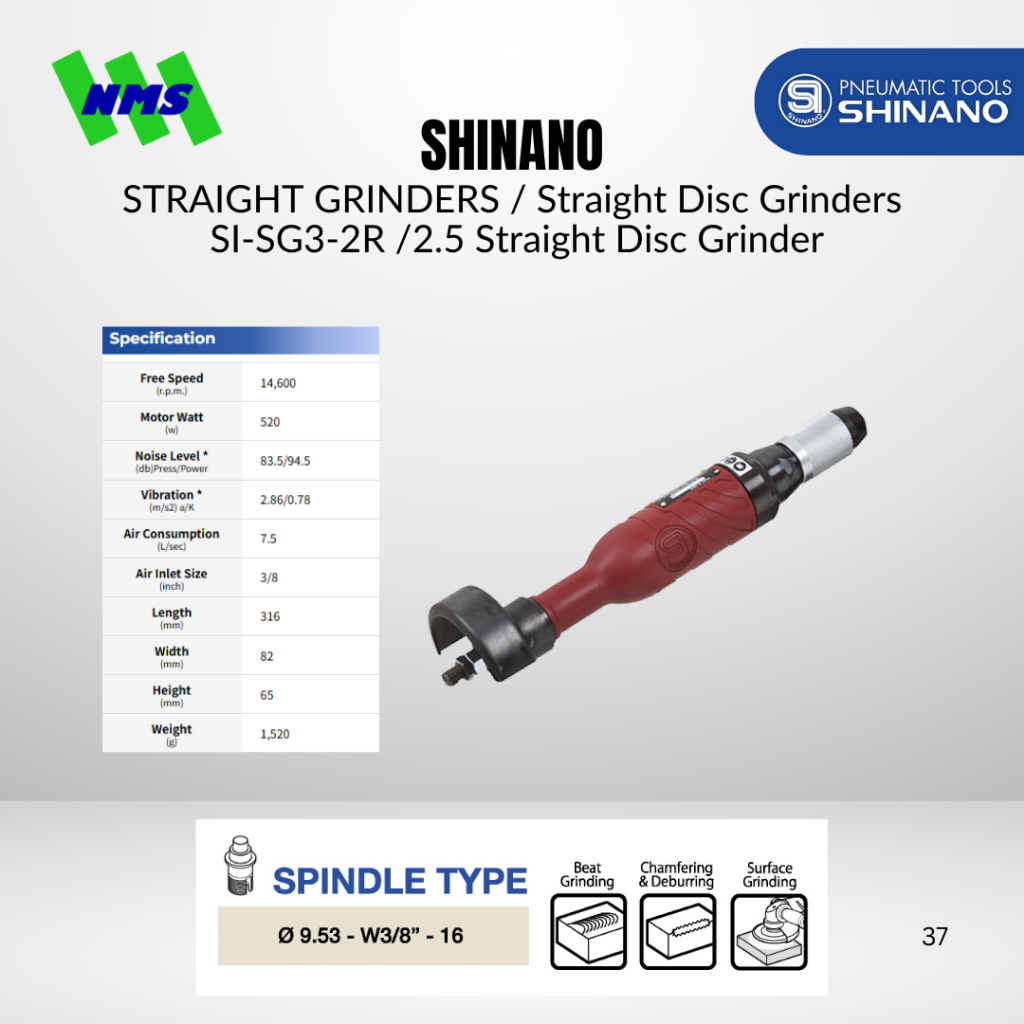 Jual Mesin Gerinda Angin Shinano Straight Disc Grinder SI-SG3-2R ...