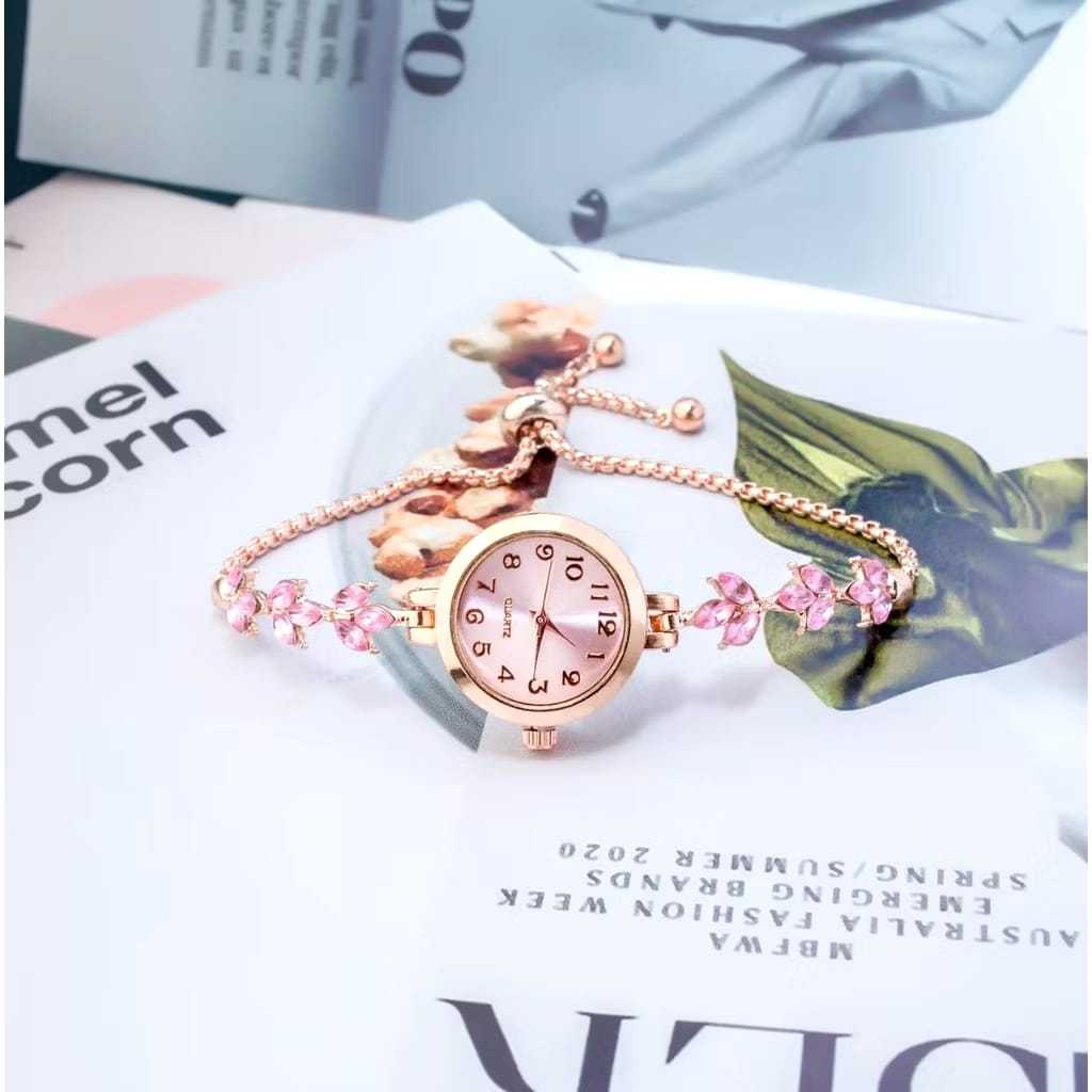 Jual Jam Tangan Serut Terlaris Mewah Gelang Serut Wanita Analog Quartz ...