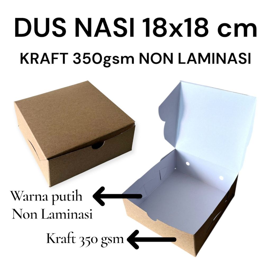 Jual DUS NASI 18x18x7 / BOX NASI KRAFT 350gsm / KOTAK TAKEAWAY / DUS ...