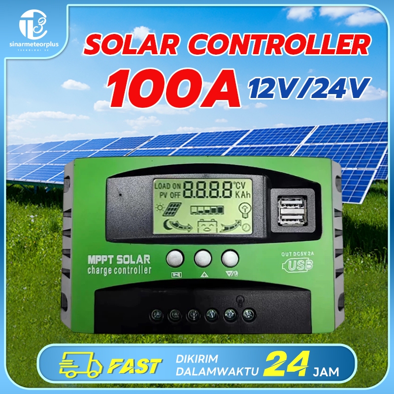 Jual Hijau 100A Solar Charge Controller MPPT 2 USB/Solar Charger ...