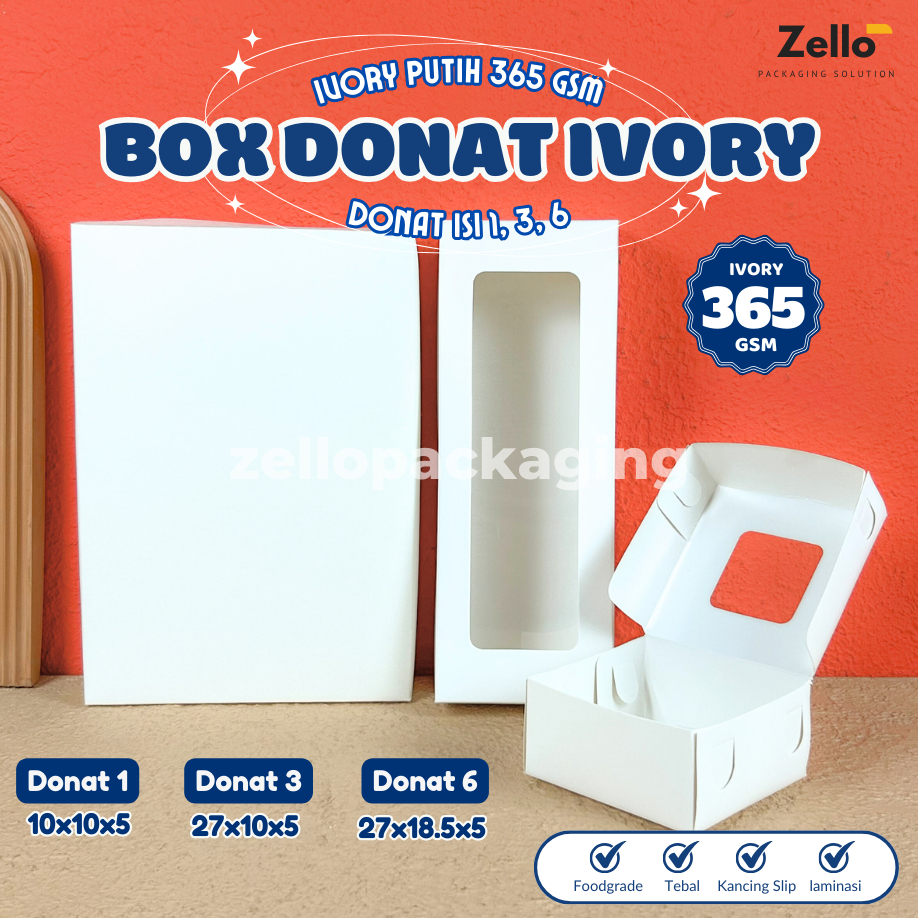 Jual Box Donat Ivory Putih Polos Jendela Kemasan Makanan Snack Pie ...