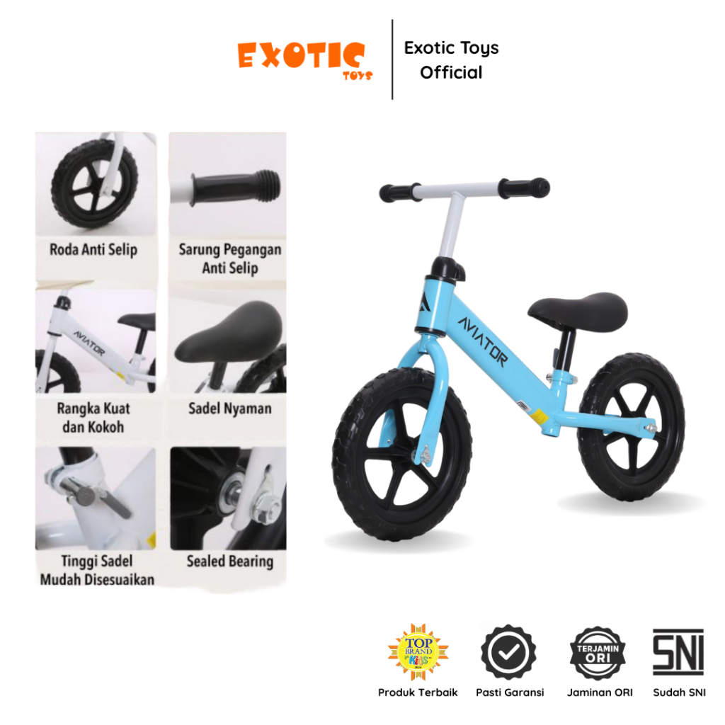 Jual Exotic Toys Sepeda Anak Push Balance Bike Aviator AT-7902 | Shopee ...