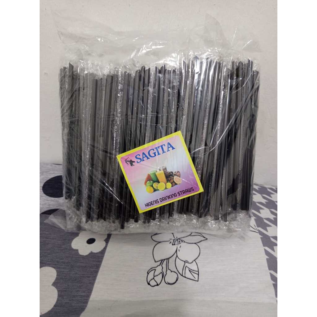 Jual [500PCS] Sedotan Hitam Steril Higienis 6mm X 20cm Ujung Lancip ...