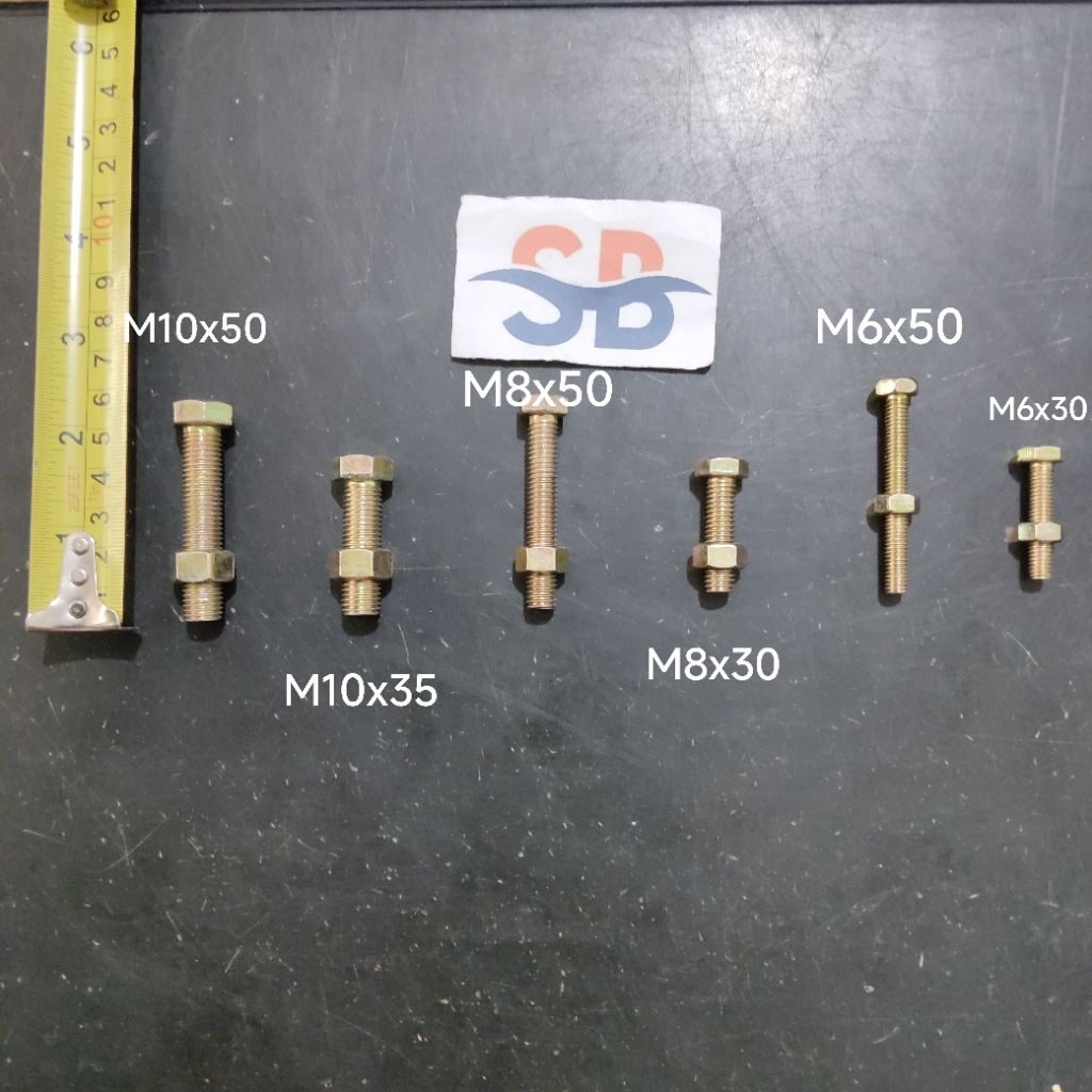 Jual Baut mur kuning / baut mur kuningan M10 M8 M6 / Baut / Mur / baut ...