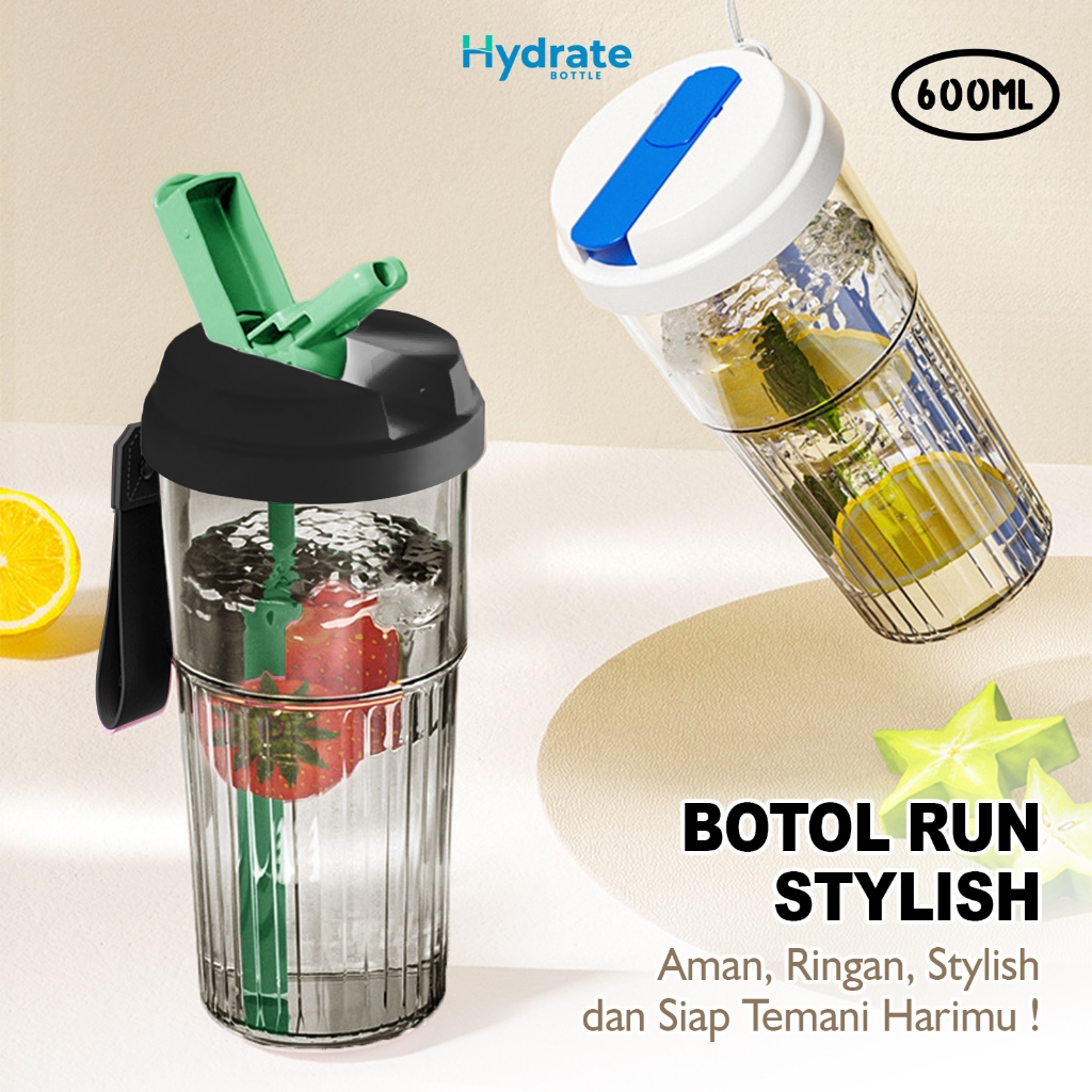 Jual HYDRATE Botol Air Minum Sedotan Sporty Run Stylish 600ml Tumbler ...