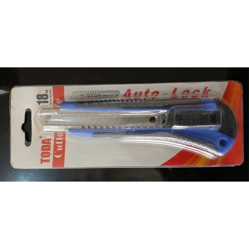 Jual PISAU CUTTER AUTO LOCK 18 MM TODA (BLISTER) | Shopee Indonesia