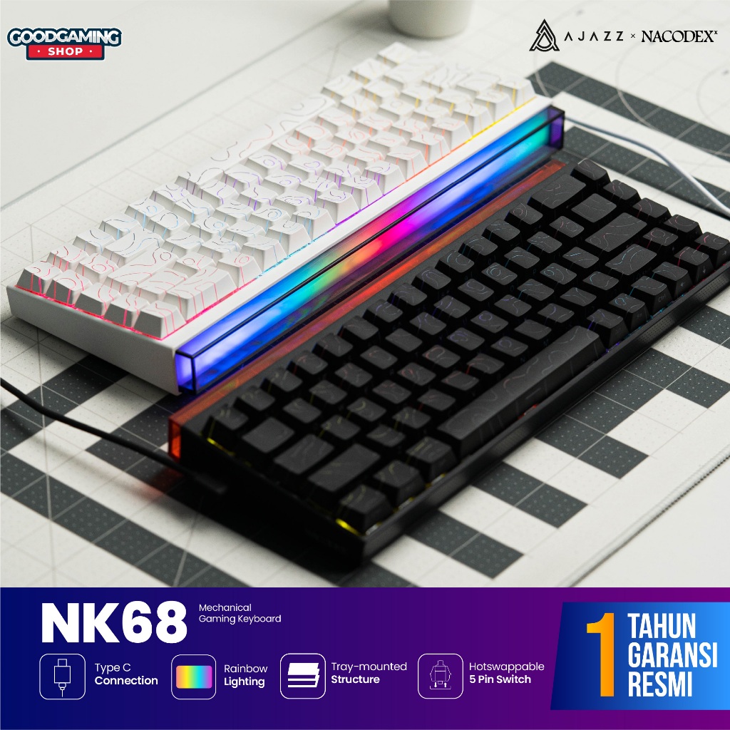 Jual Ajazz x Nacodex NK68 / NK-68 Wired Mechanical Keyboard Colorful ...