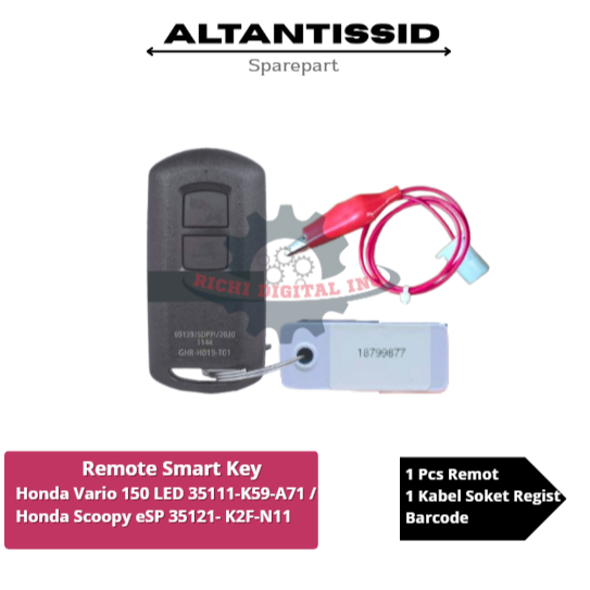 Jual Remote Smart Key Honda Vario 150 LED 35111-K59-A71 | Honda Scoopy ...
