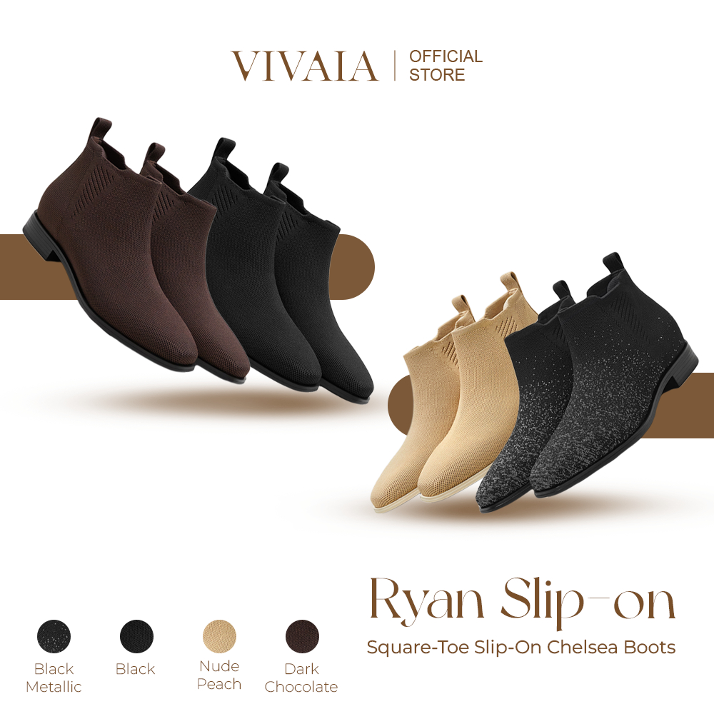 Jual VIVAIA Sepatu Wanita Square-Toe Slip-On Chelsea Boots (Ryan Slip ...