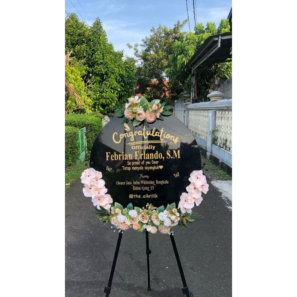 Jual Karangan Bunga Papan Acrylic Standing Akrilik untuk ucapan Selamat ...