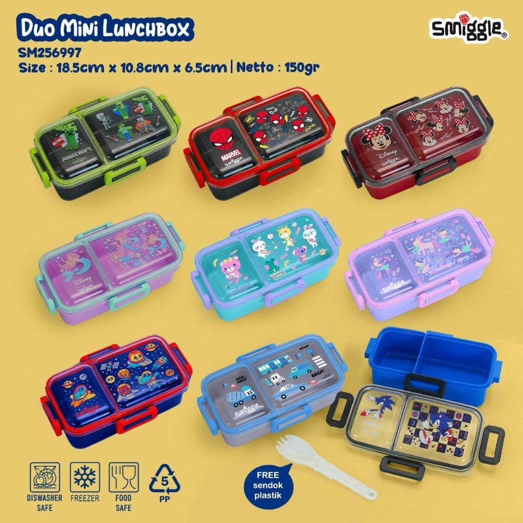 Jual SMIGGLE DUO MINI LUNCHBOX 2 SEKAT FREE SENDOK/Kotak Makan/Kotak ...