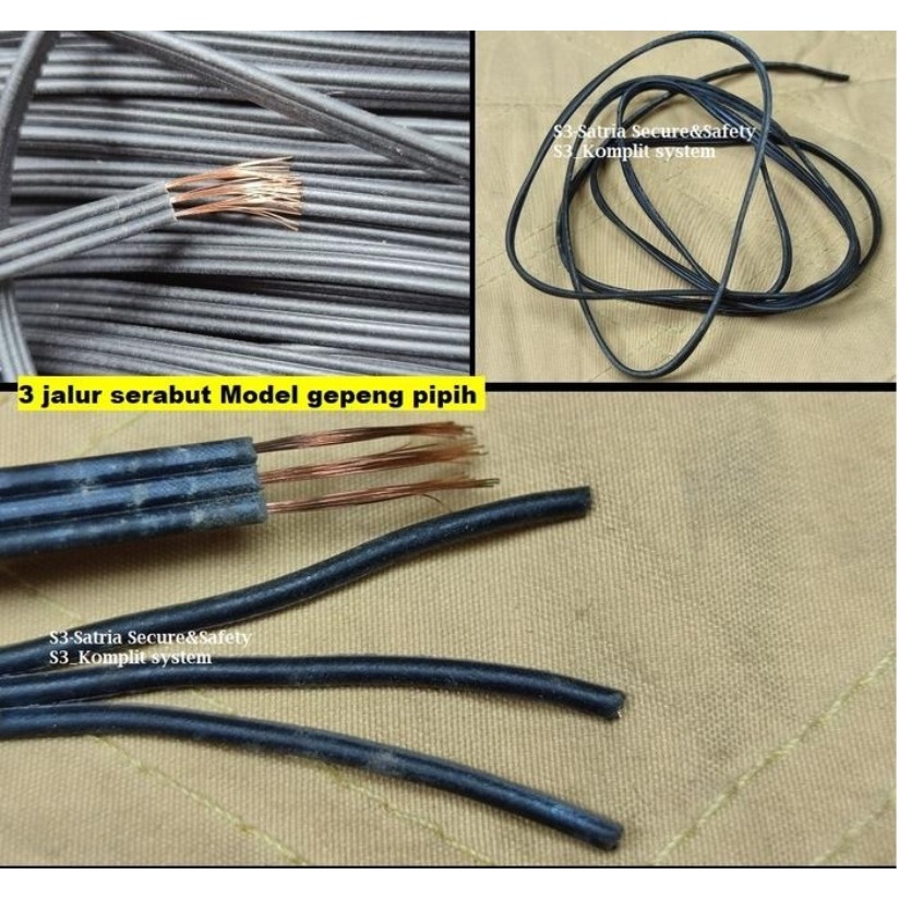 Jual kabel 3 jalur AWG24 Kecil Hitam hitam hitam motif 3P AWG 24 pita ...