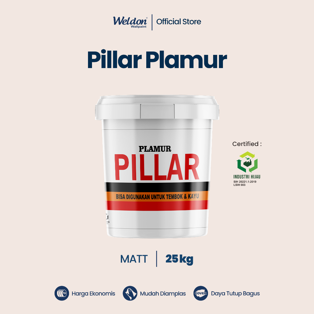 Jual Weldon Pillar Plamur - Cat Dempul Tembok & Kayu 25KG | Shopee ...