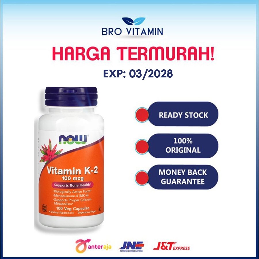 Jual NOW Vitamin K2 100mcg 100 Capsules - Support Heart Health and ...