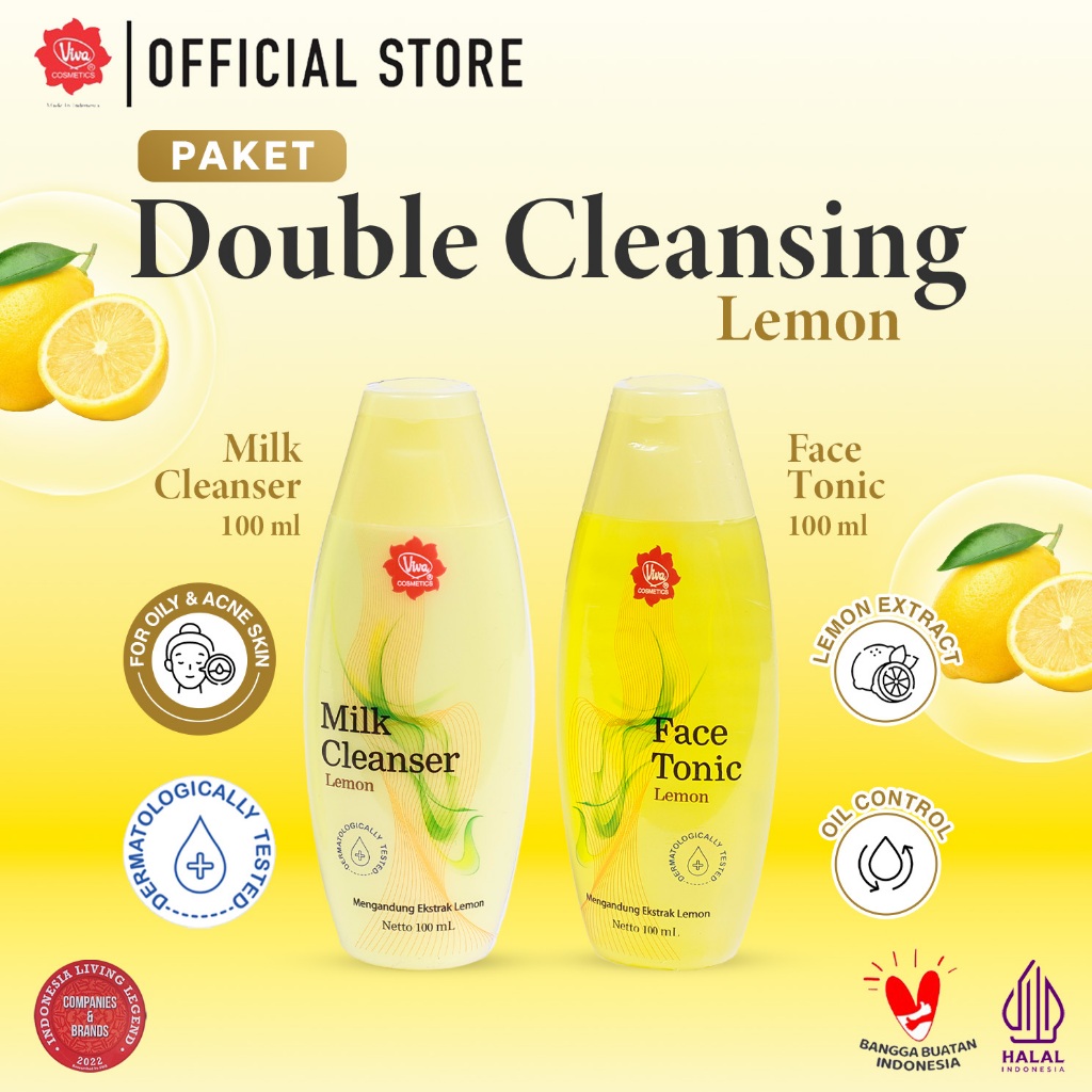 Jual [PROMO] Paket_Double_Cleansing_Lemon - Viva Milk Cleanser & Face ...