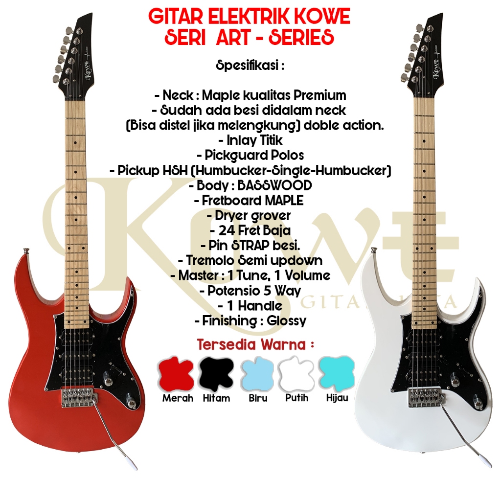 Jual Gitar Listrik Kowe Art Series Paket Bundling Wireless Jack ...