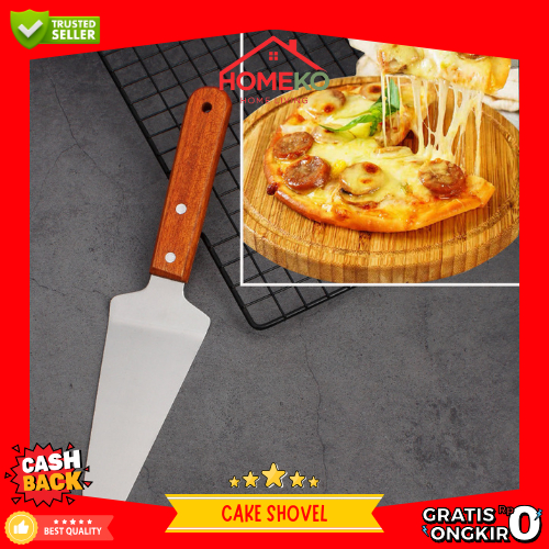 Jual HK CAKE SHOVEL / SEKOP KUE PIZZA CAKE SEGITIGA STAINLESS + KAYU ...