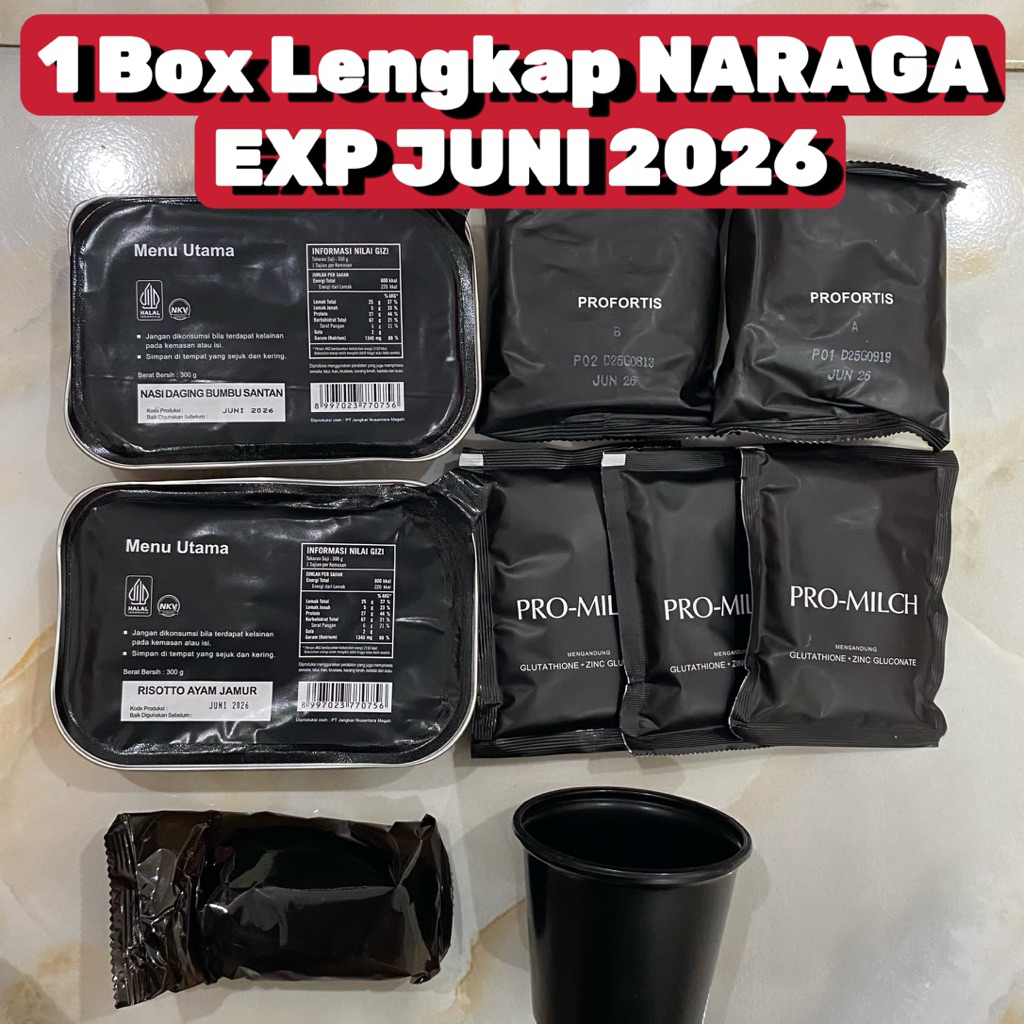 Jual TERBARU SATU BOX NARAGA Plus RANSUM TNI MAKANAN JATAH TNI EXP JUNI ...
