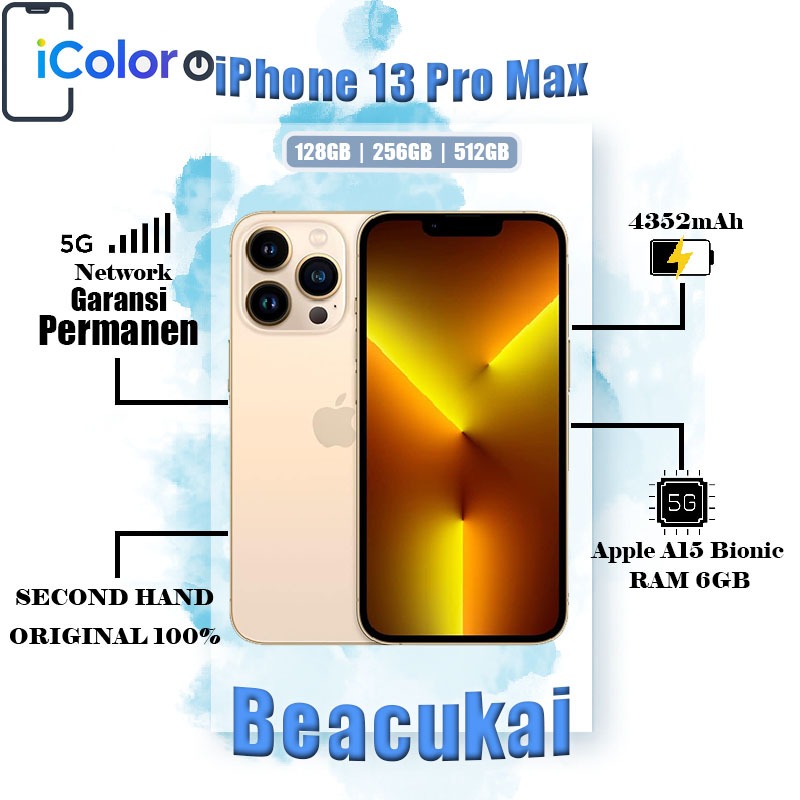 Jual Beacukai iPhone 13 Pro Max 128GB 256GB 512GB Permanen Secondhand Mulus Normal 100% Original ...