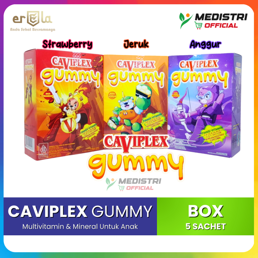 Jual Caviplex Gummy Box 5 Sachet 50 Permen Multivitamin Anak Rasa ...