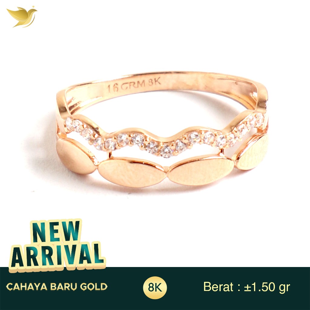 Jual Cincin Emas Double Wave 8K Cahaya Baru Gold | Shopee Indonesia