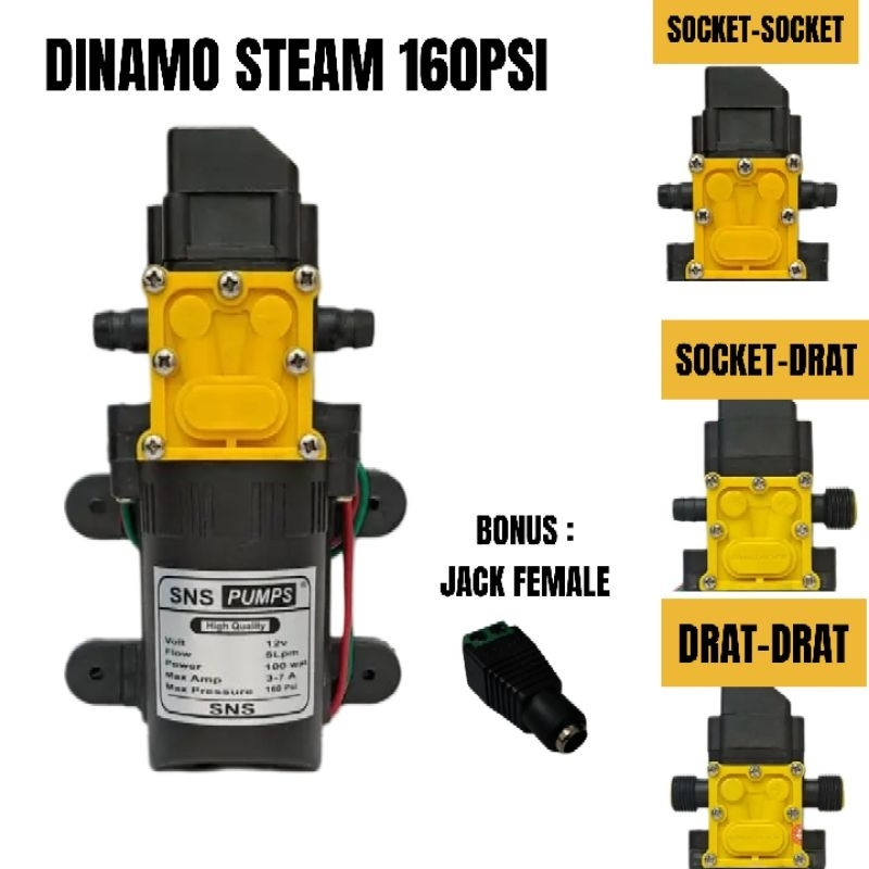 Jual Dinamo steam 12v 160psi sprayer elektrik steam motor Pump Assy ...