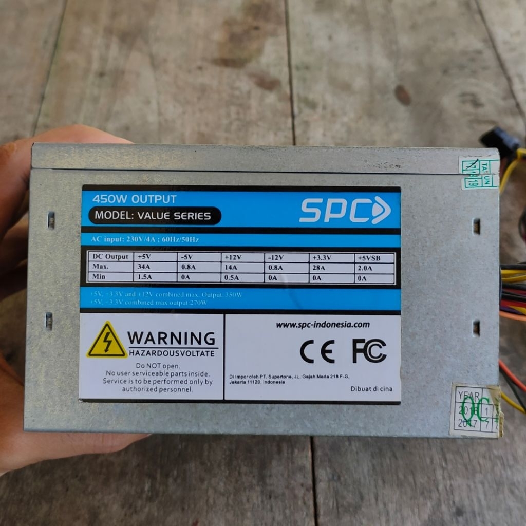 Jual psu bekas komputer spc 450w model value series power supply ...